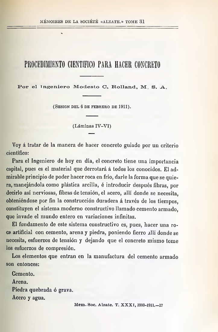 Memorias de la Sociedad Científica, 1911 – Modesto C. Rolland